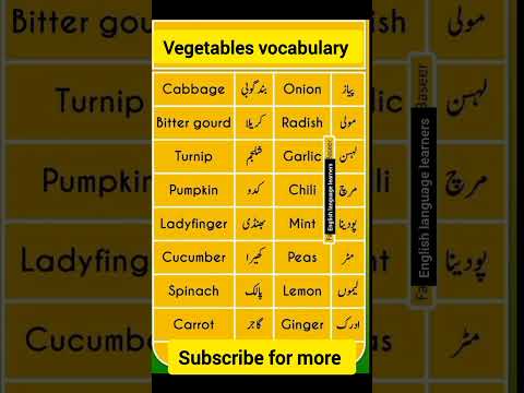 vegetables related vocabulary words and their Urdu meanings #vocabulary#fruits#learningenglish