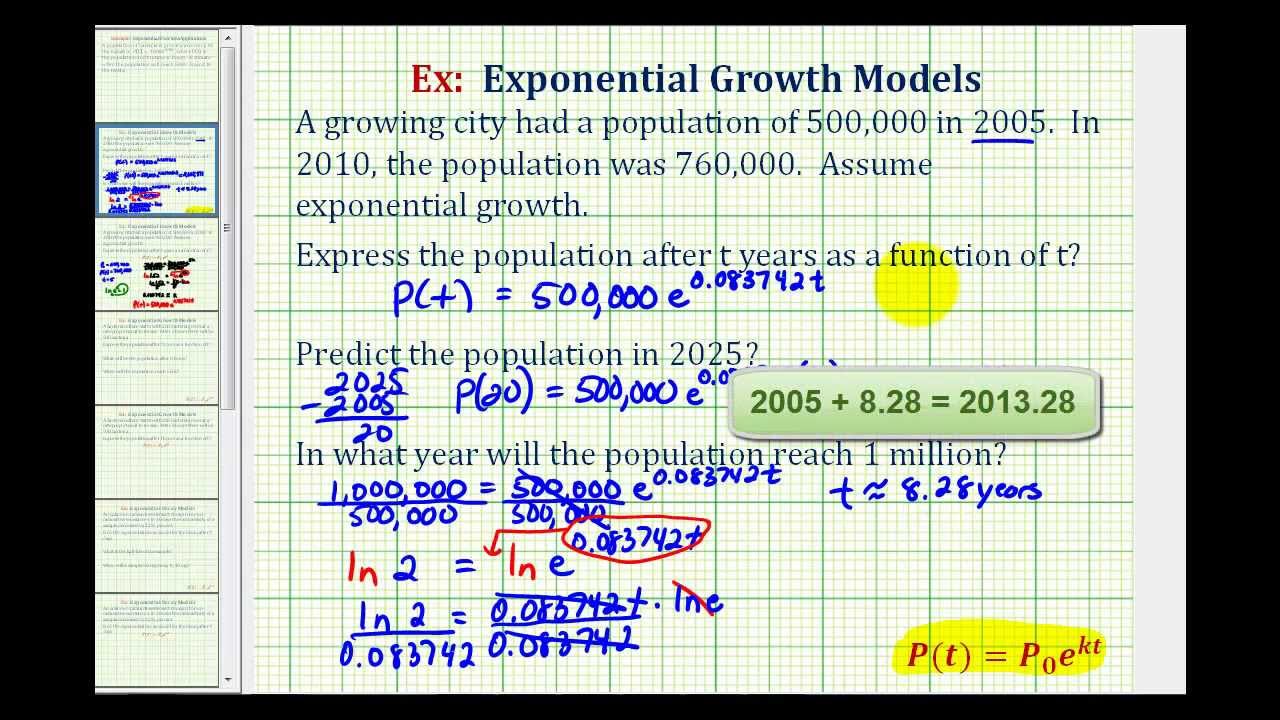 Ex:  Exponential Growth Function - Population