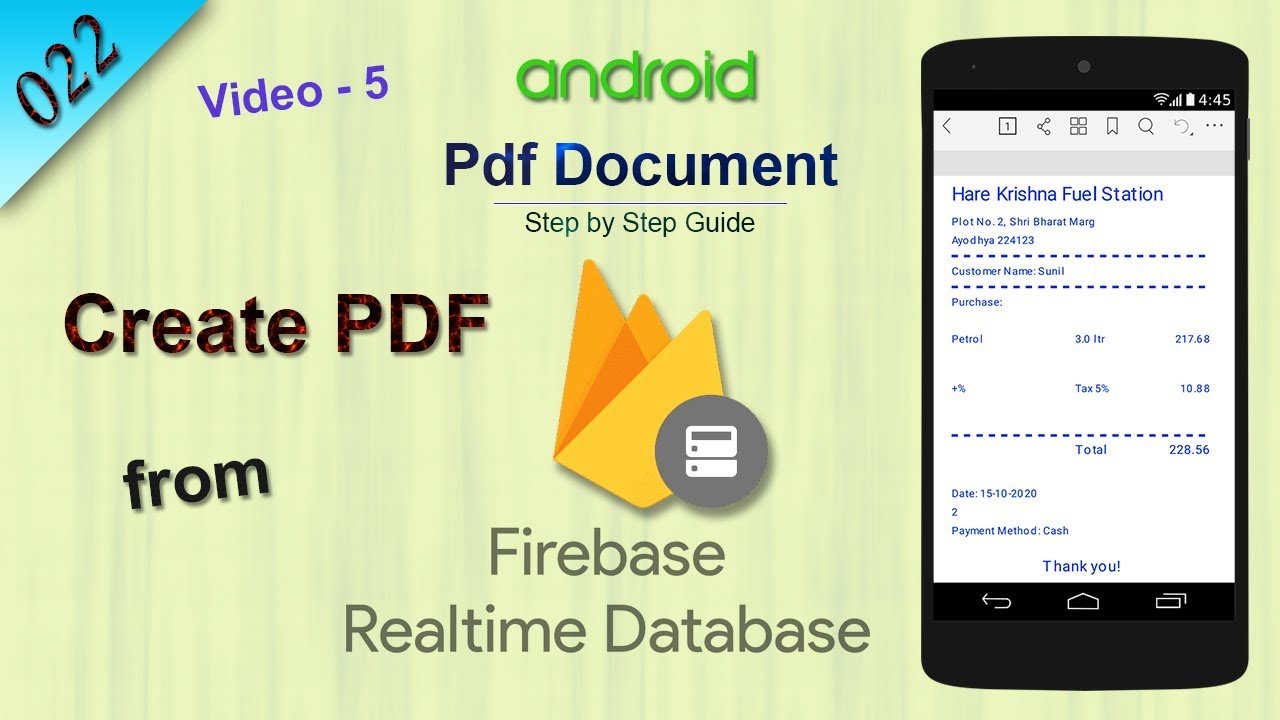 #5 Create PDF from Firebase Database android || Android Studio Firebase PDF Invoice Tutorial