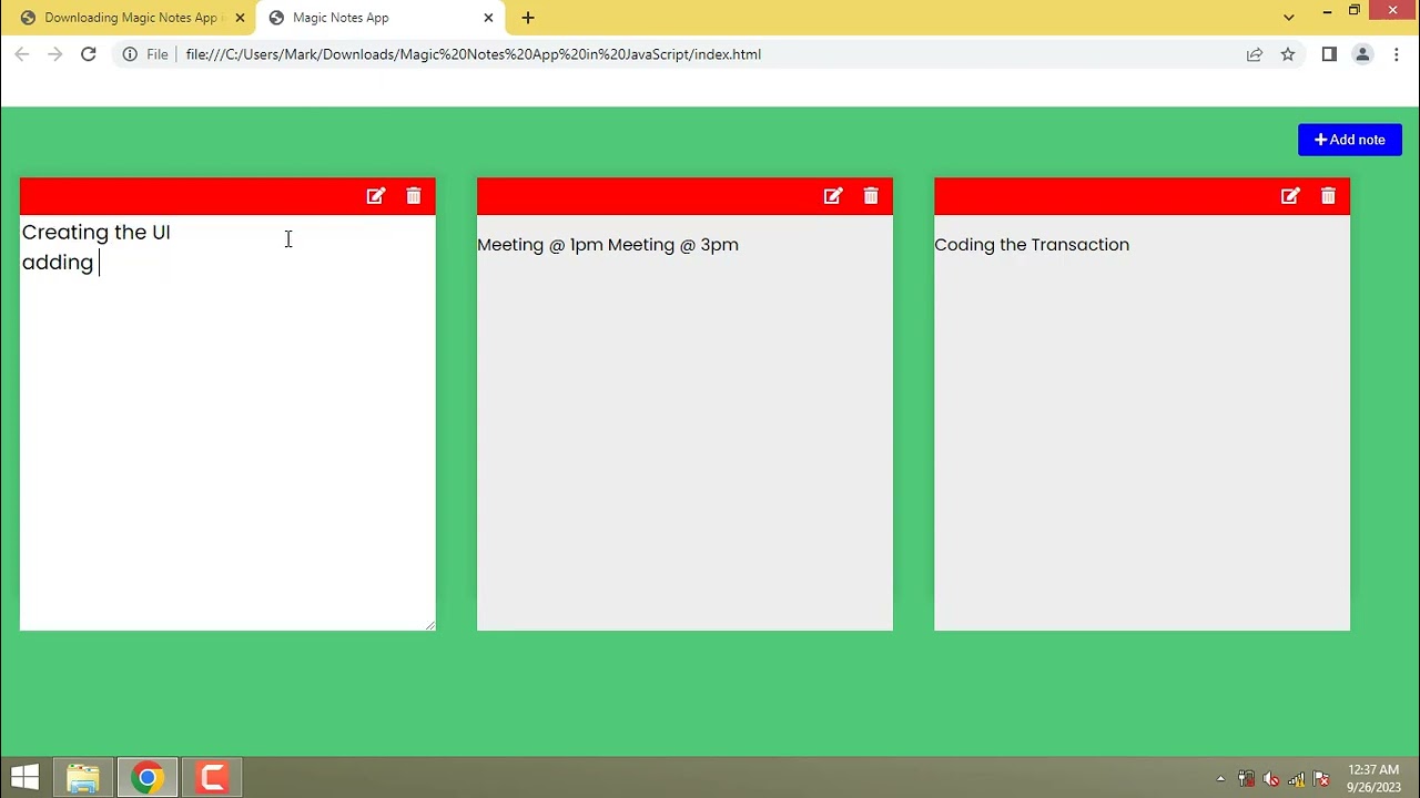 Magic Notes App in JavaScript