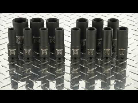 Klutch Chrome Moly 1/2in.-Drive Deep Impact Socket Set - 14-Pc., Metric