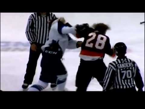 Jessey Astles vs. Jacob Doty, October 14, 2012 - Saskatoon Blades vs ...