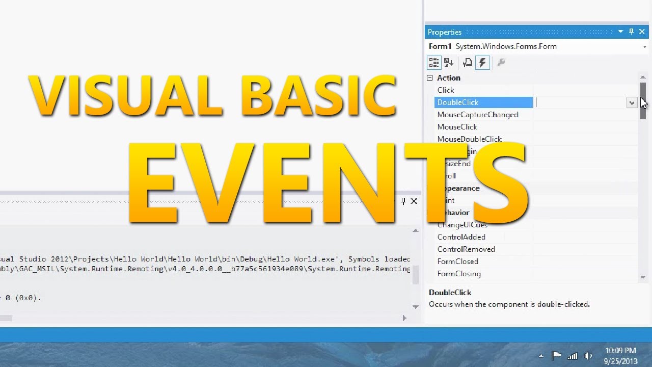 Working with Events - Visual Basic