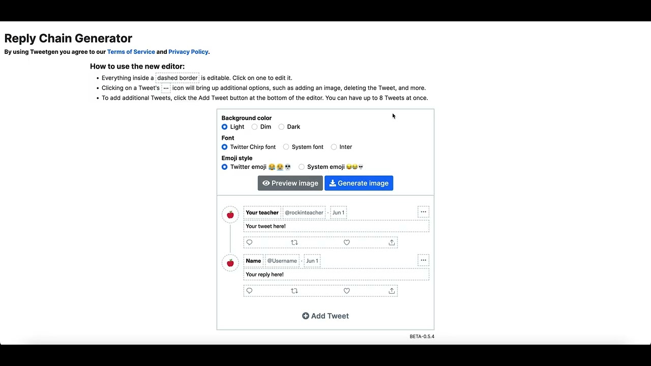 How to use Tweetgen Reply Chain Generator