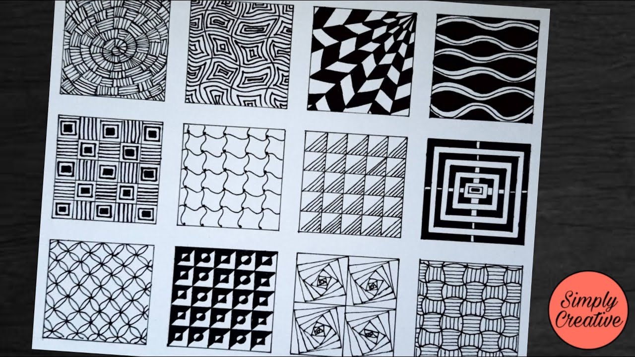 12 Zentangle Patterns | 12 Doodle Patterns | Beginners Guide for Zentangle | Zen-Doodle | Part 1