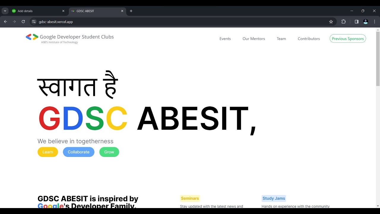 GDSC ABESIT Website Walk Through