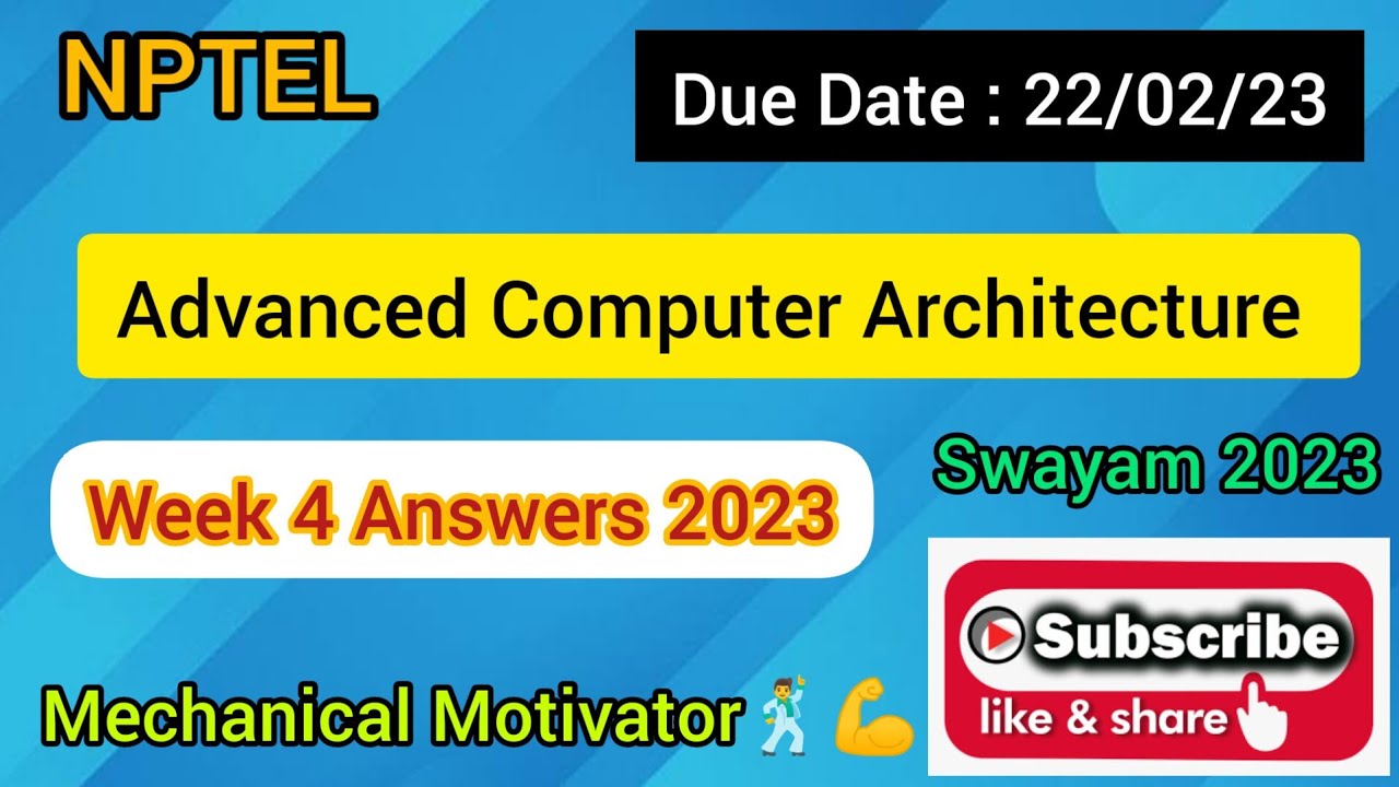 Advanced Computer Architecture | Week 4 Quiz | Assignment 4 Solution | NPTEL | SWAYAM 2023
