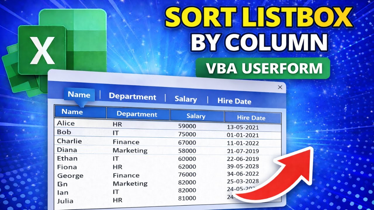 Excel VBA UserForm Trick: Sort ListBox Columns Like Excel