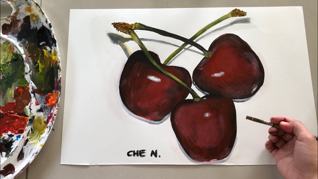 Easy Cherry Painting Tutorial Using Acrylics