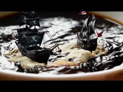 Ships in coffee – OpenAI Sora AI Video Example