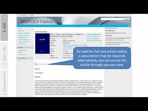 Access to full text (Brepolis Bibliographies)