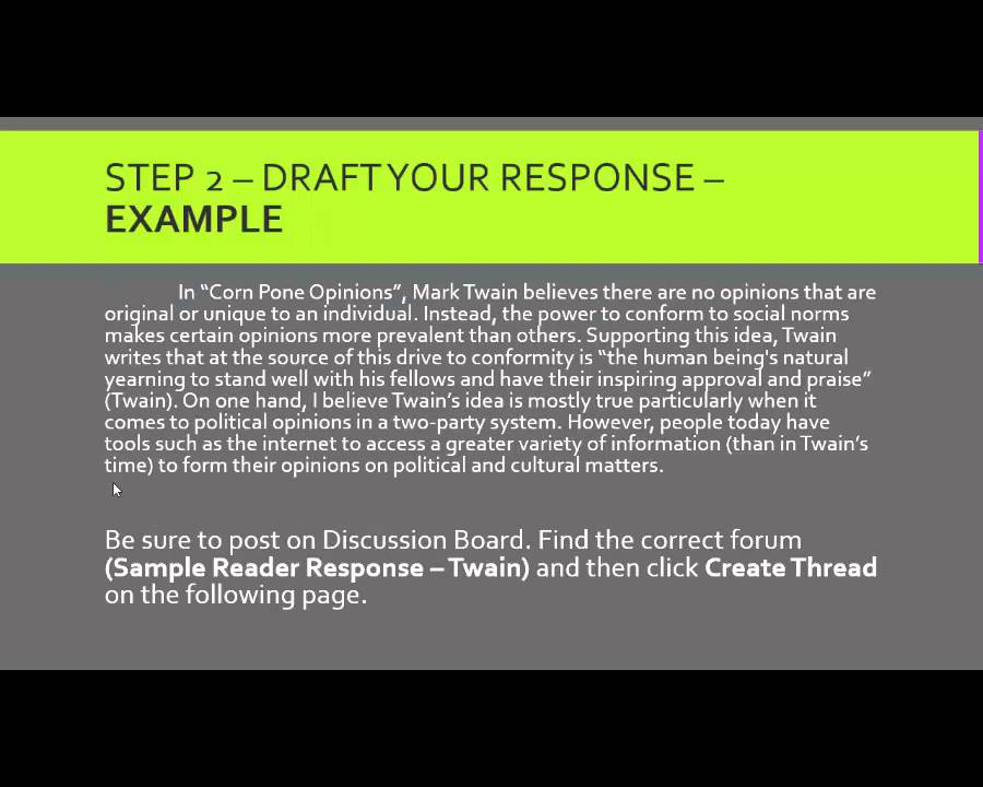 ENG 102 - Reader Response Tutorial