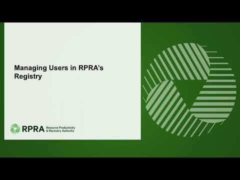 Managing Users in RPRA’s Registry