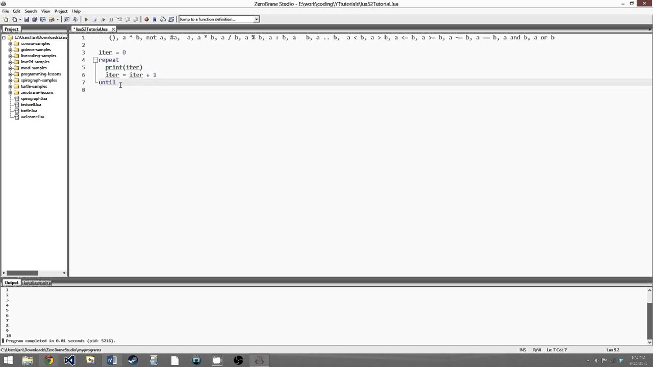 Lua 5.2 Tutorial 4: Loops
