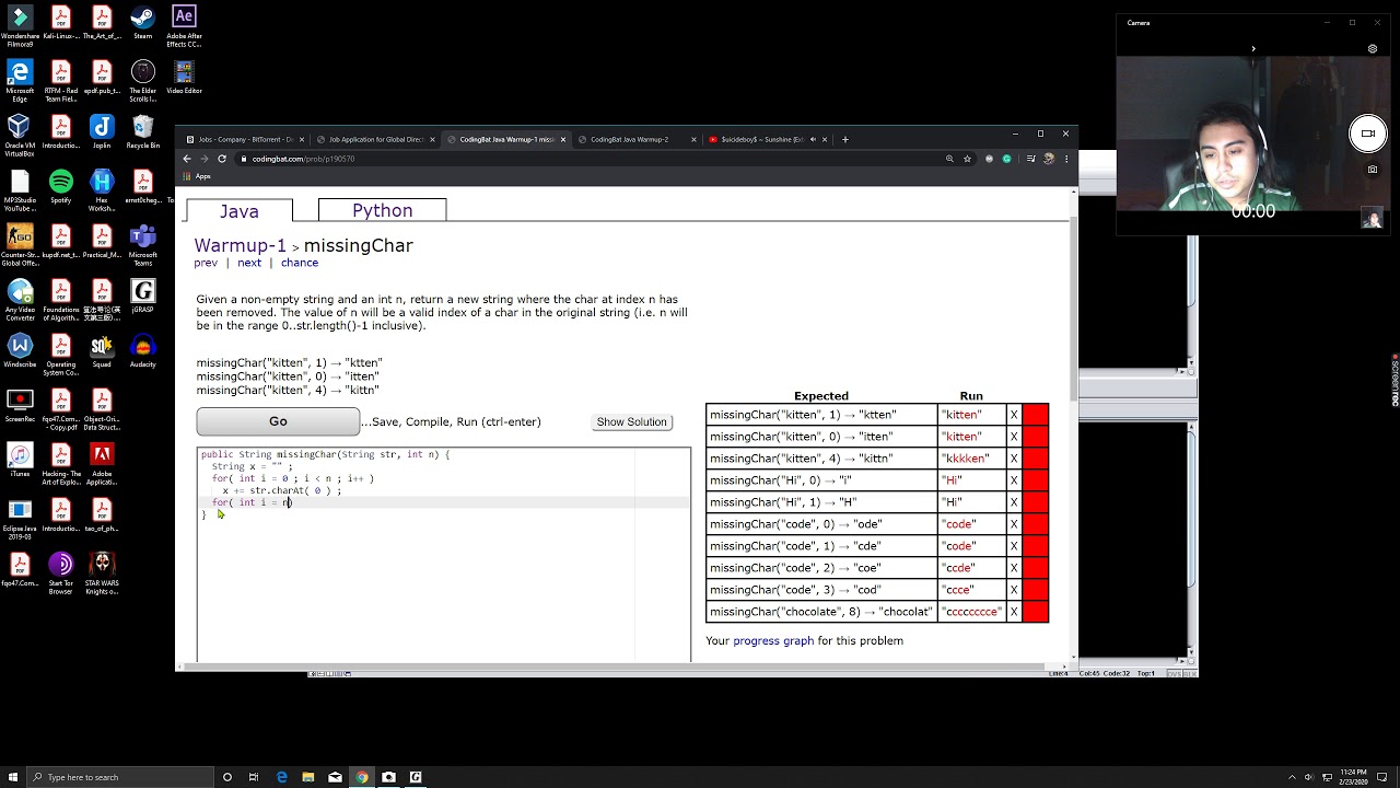 CodingBat Java Warmup -1 missingChar