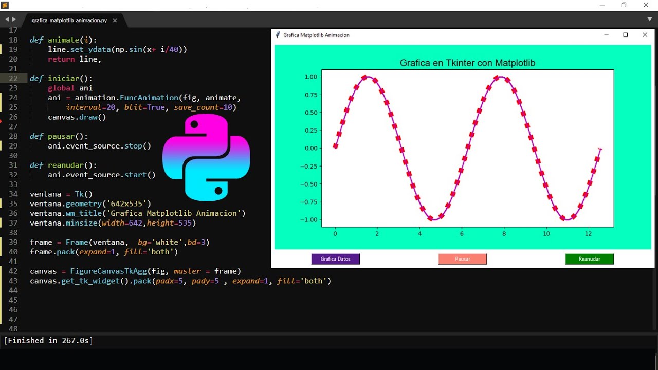 Animación  de una grafica con Matplotlib y Tkinter