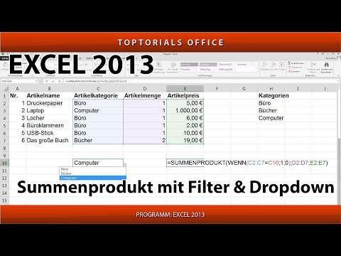 Summenprodukt mit Filter und Dropdownliste (Excel)