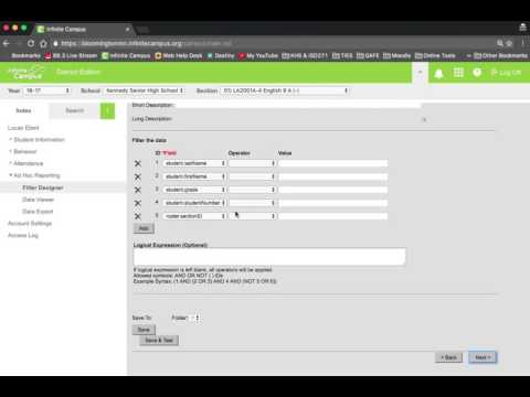 Create Ad Hoc Filter for Advisory or other section