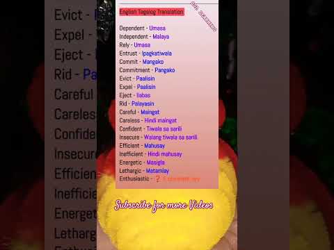 TAGALOG ENGLISH TRANSLATION USEFUL WORDS Vocabulary Words Filipino to English #educationalvideo