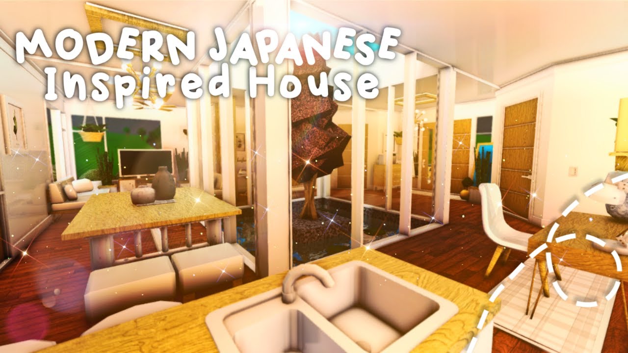 No Gamepass Modern Japanese Inspired Minimalist One Story House I Bloxburg Speedbuild and Tour
