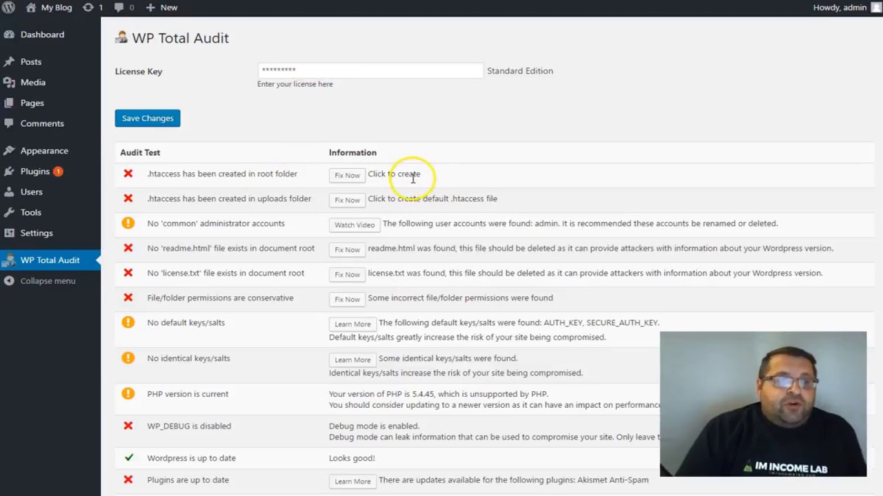 wordpress  total audit plugin for Blog