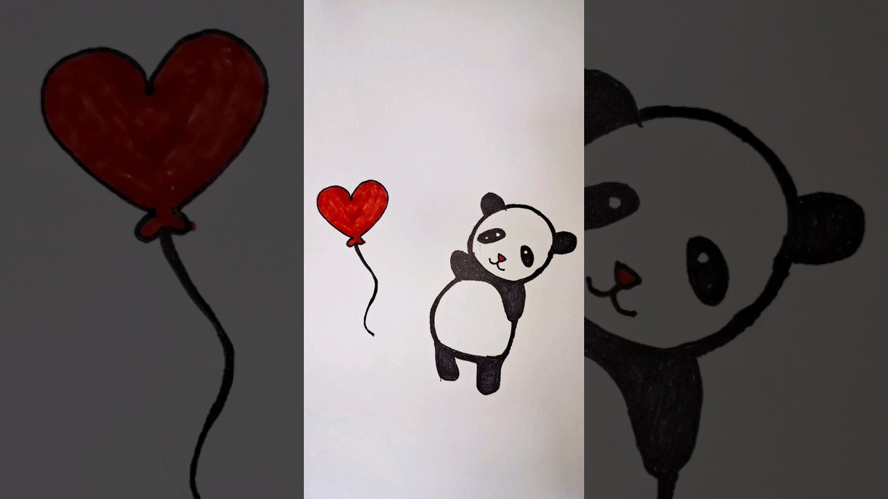 How to draw cute panda bear #shorts #short