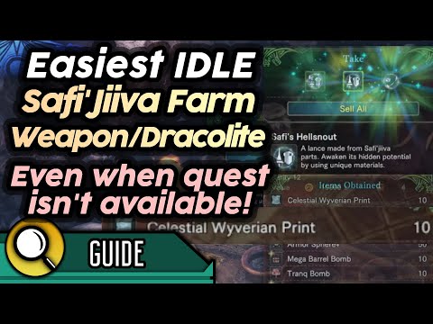 Easiest SafiJiiva Weapon Farm - Idle, Quest Inactive, No Hunts Needed! | Dracolite too | MHW IB