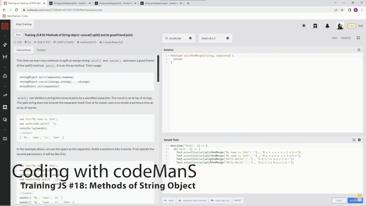 Codewars 8 kyu Training JS #18: Methods of String Object JavaScript