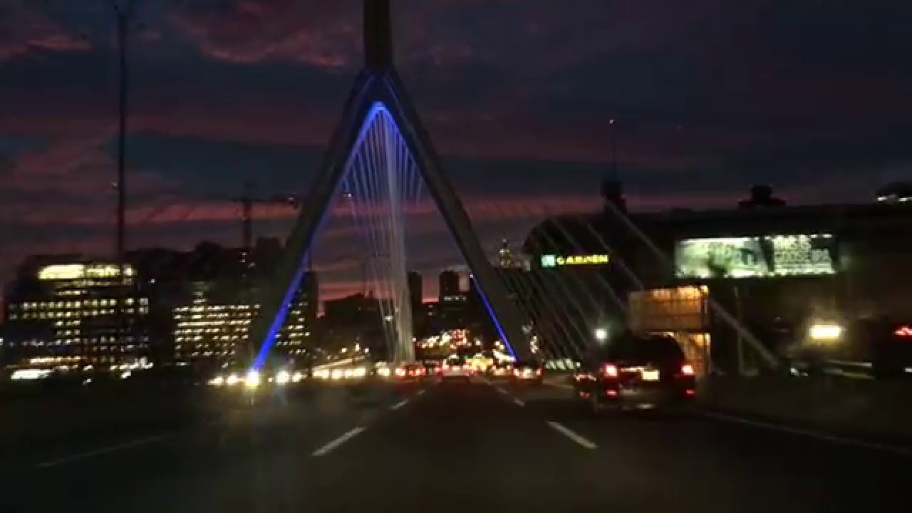 4K Ultra HD - Beautiful sky over Boston Zakim bridge