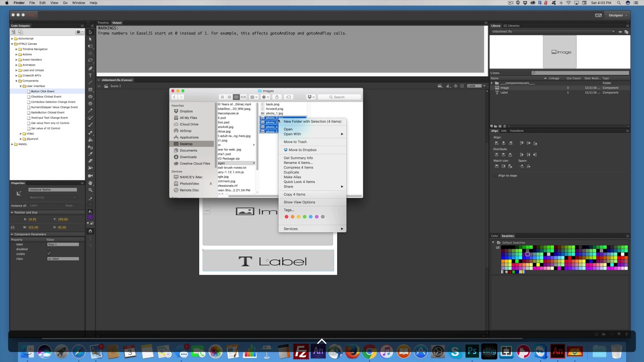 Animate CC (HTML5) Slideshow with Components