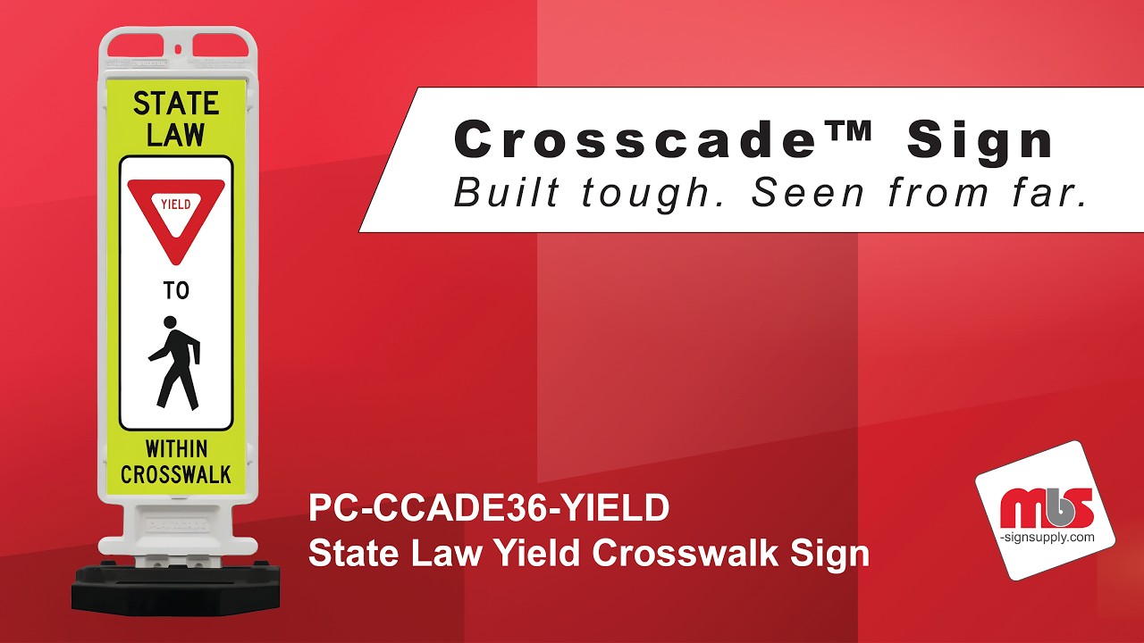 Crosscade™ Crosswalk Sign by Plasticade - Portable Pedestrian Crossing Safety Sign