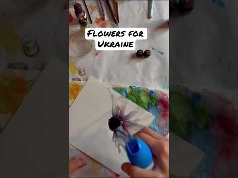 Sunflowers for Ukraine. Alcohol Ink painting using only black #shorts #timholtz #aiartcomm