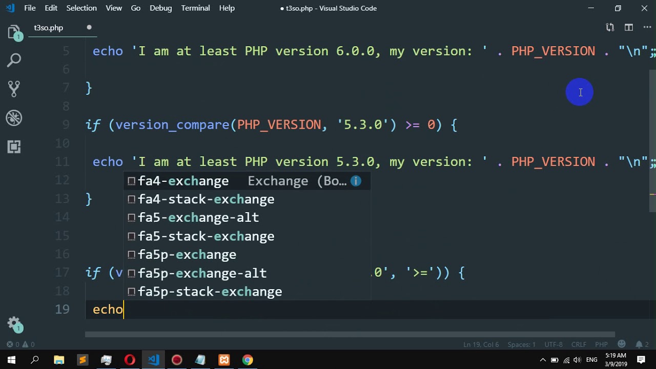 How to compare the PHP version