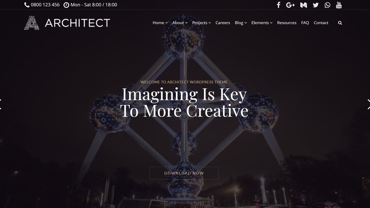 Architect WordPress Theme Home-Page Presentation - Responsive Architecture Theme