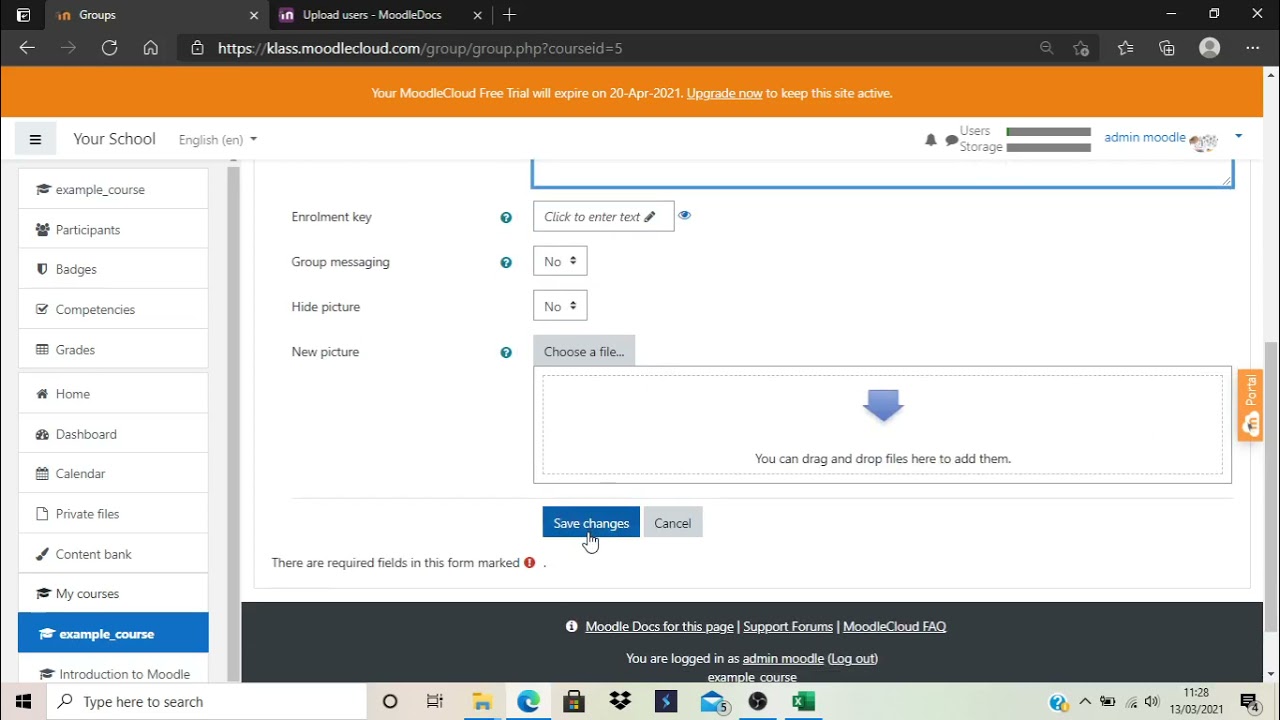 How to create group in Moodle