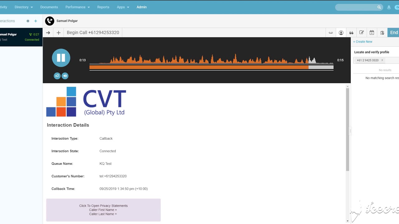 Receiving a voicemail in PureCloud