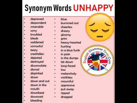 Synonym Words UNHAPPY