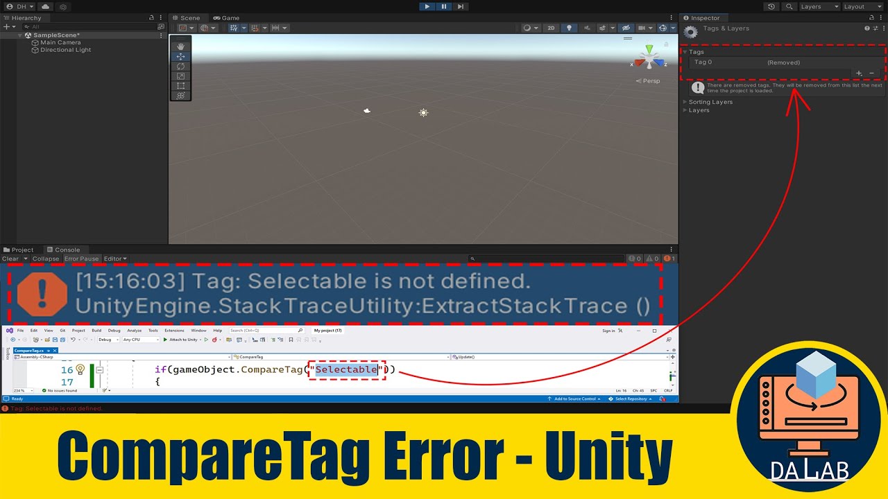 Tag is not defined Error when using CompareTag in Unity C# Script