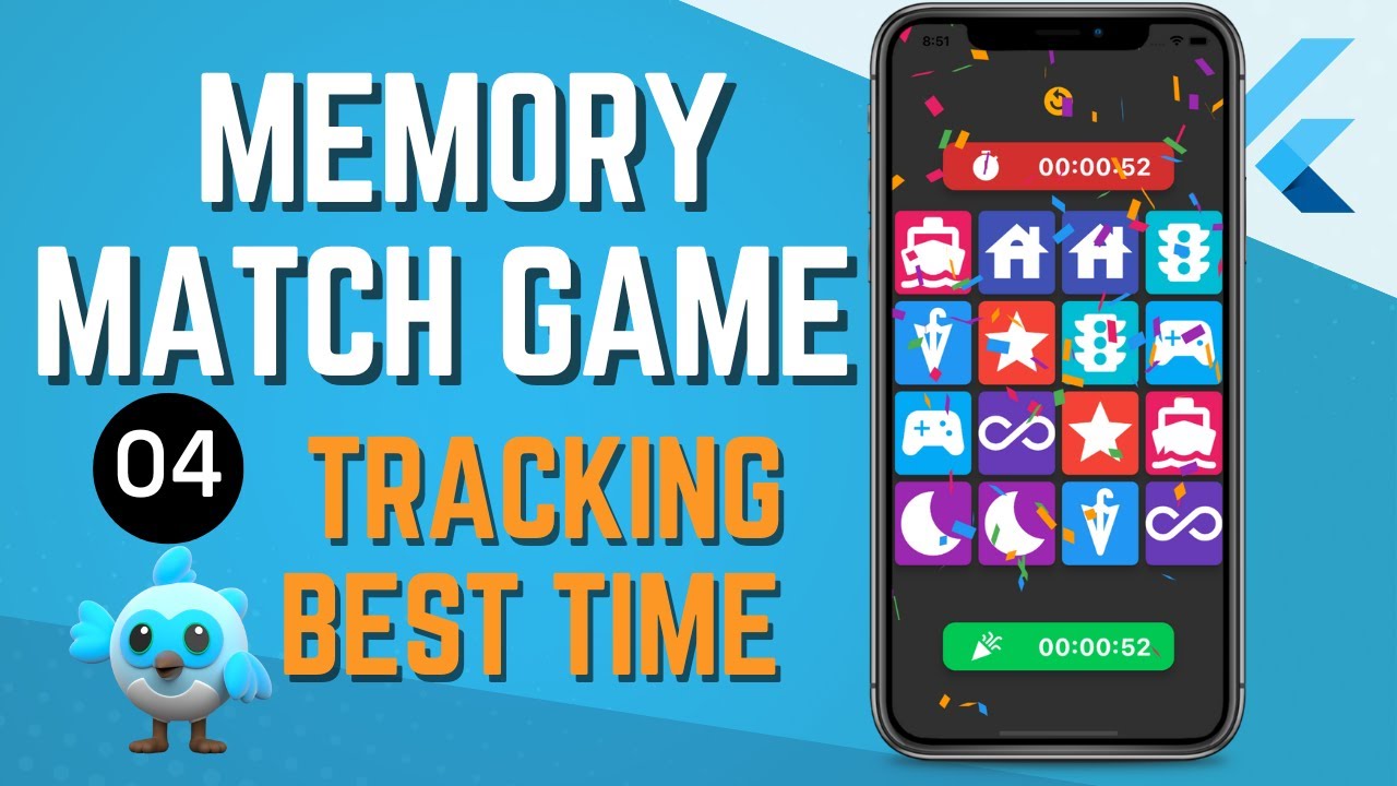 Part 04 Memory Match Game Using Flutter | Tracking Best Time and Adding Confetti