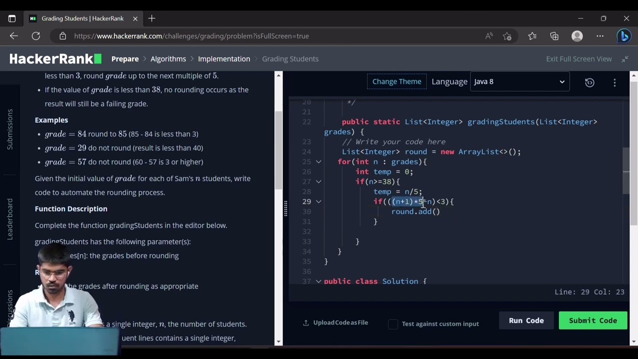 Grading Students || HackerRank || Implementation