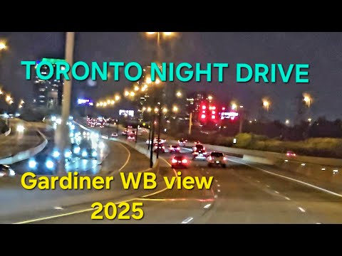 Night drive on the Gardiner Expressway Westbound. Toronto at night. 2145 hrs.