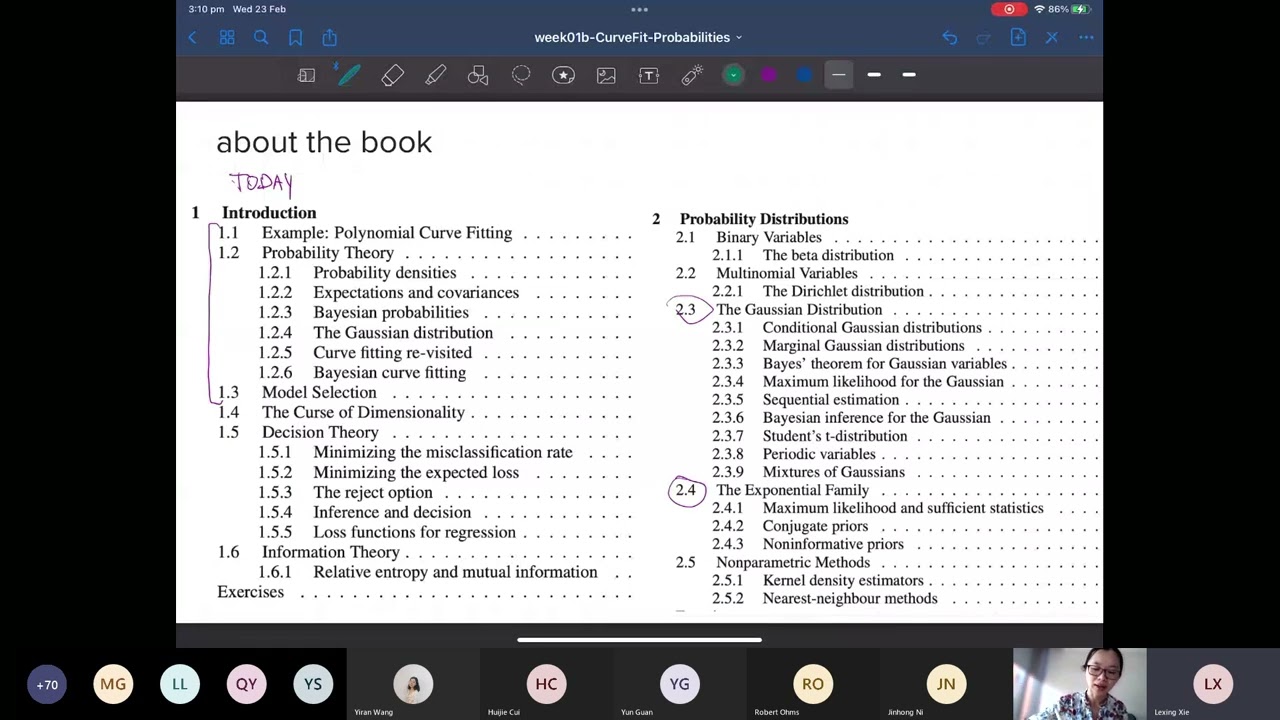 SML week01b curve fitting, probabilities