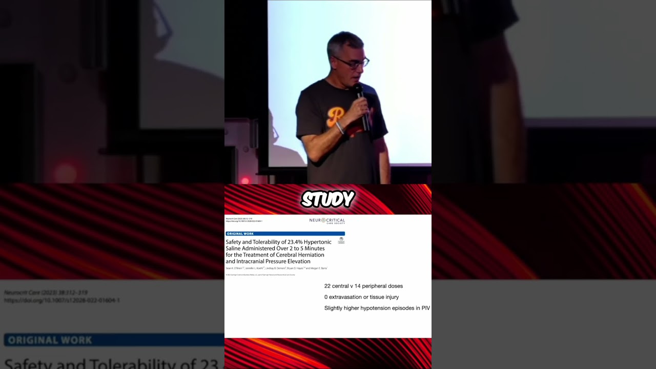 Is 23% hypertonic saline via PIV safe? Brian Wright, MD (@brianjwrightmd) from ResusX:2025 e #shorts