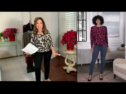 Susan Graver Printed Liquid Knit Dolman-Sleeve Top on QVC