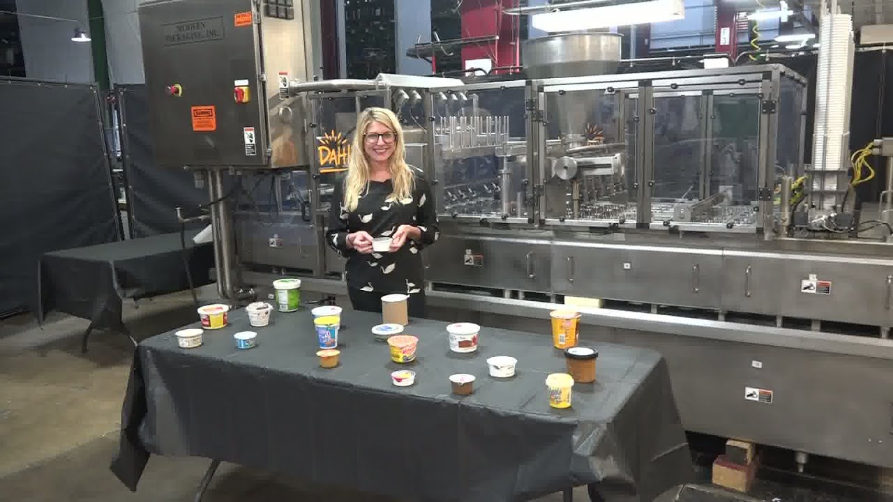 Modern Packaging Automatic Inline Stainless Steel 6 Lane Cup Filler Demonstration