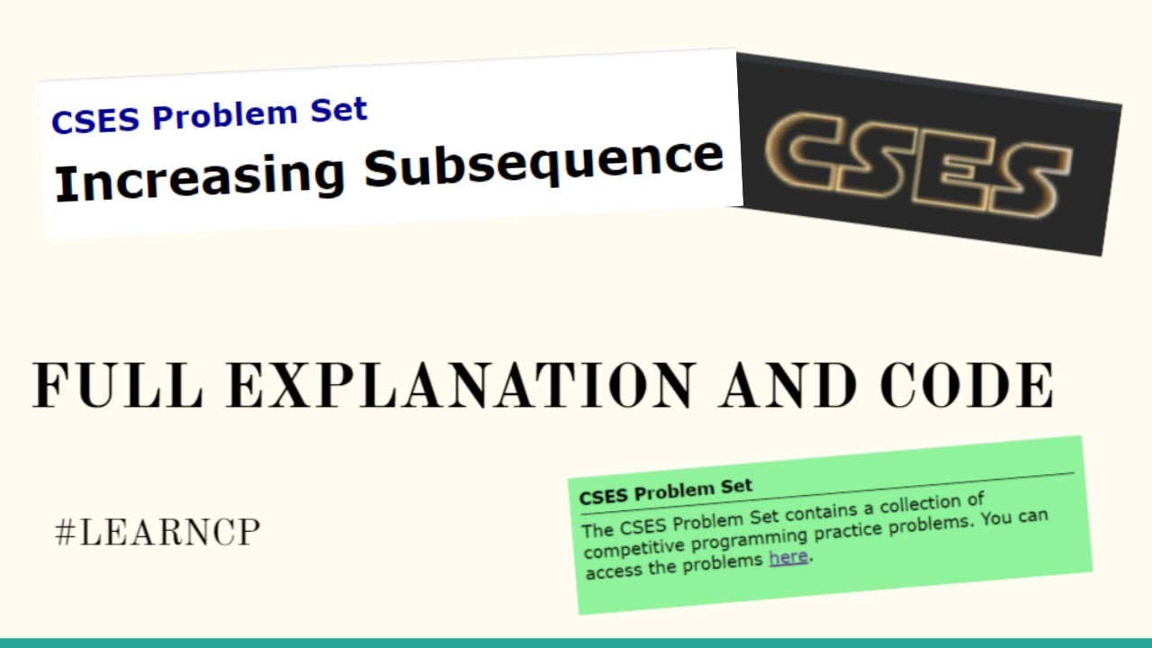Increasing Subsequence | Cses dynamic programming | approach | solution | explanation | Pseudo Code