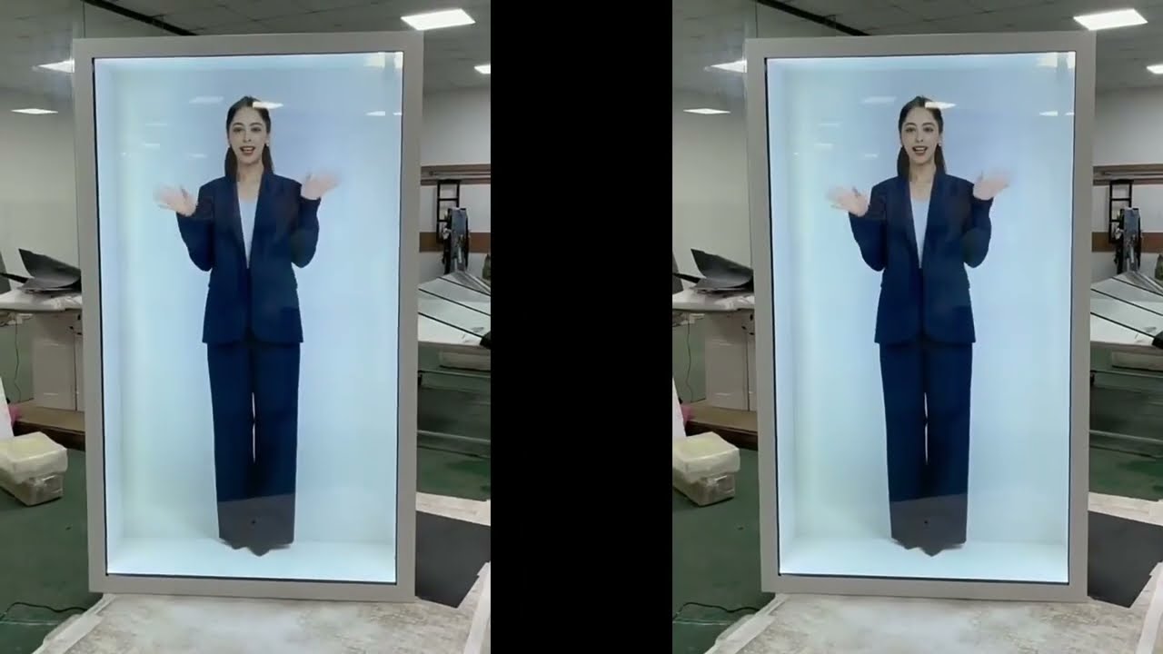 55 Inch 3D holographic touch LCD transparent display cabinet