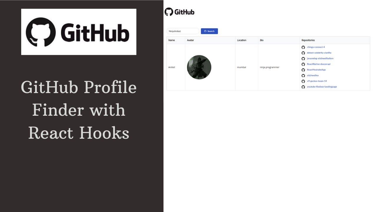 Github Profile finder With React Hooks