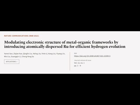 Modulating electronic structure of metal-organic frameworks by introducing atomically... | RTCL.TV
