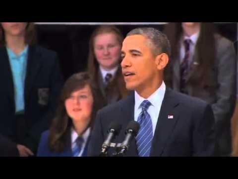 Obama in Belfast saying "Whats the craic"